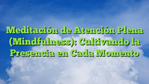 Meditación de Atención Plena (Mindfulness): Cultivando la Presencia en Cada Momento - Conocer el ...